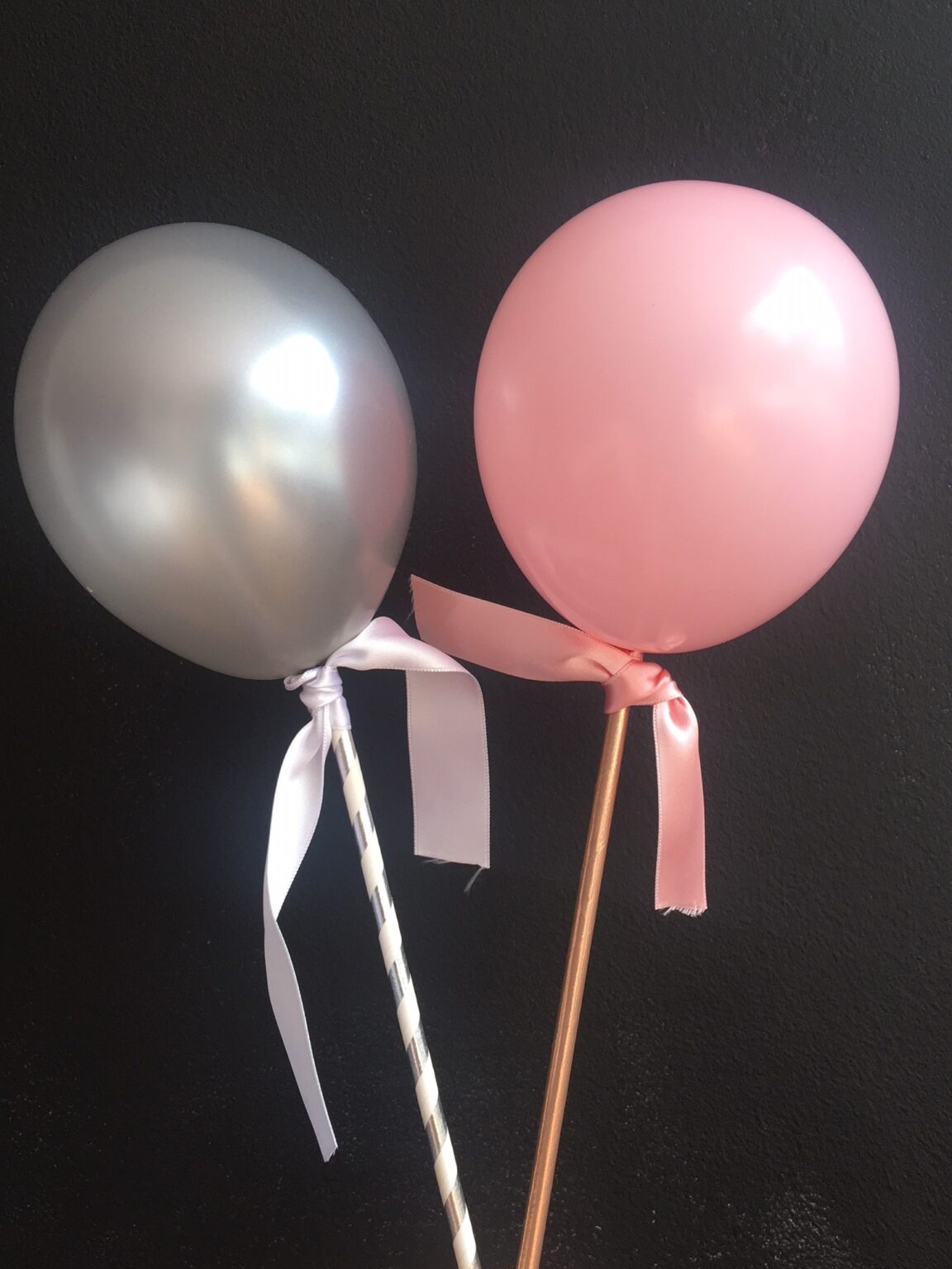 Pack Topper Globo Mini 10 cm Plata-Rosa