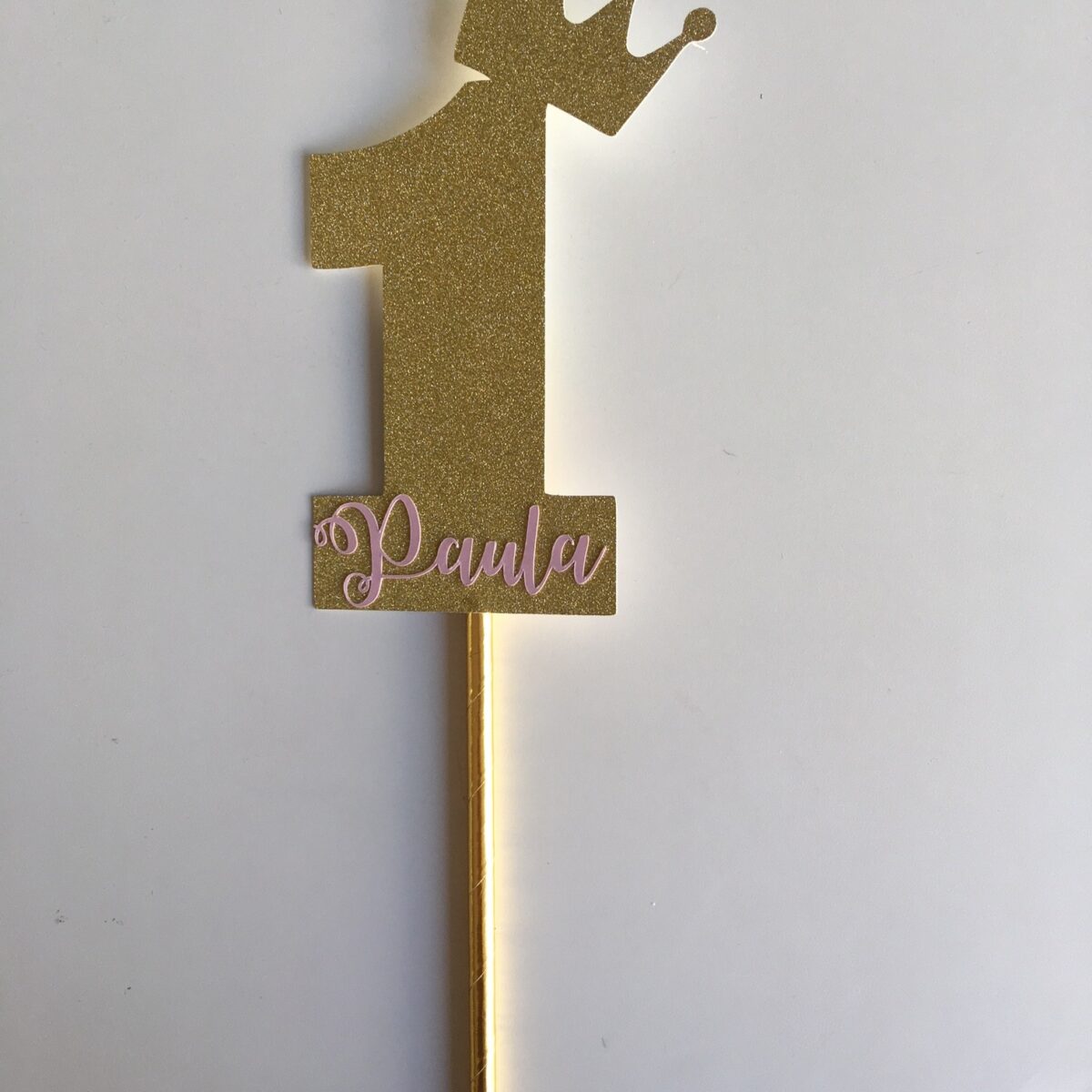 Topper número uno con corona personalizado