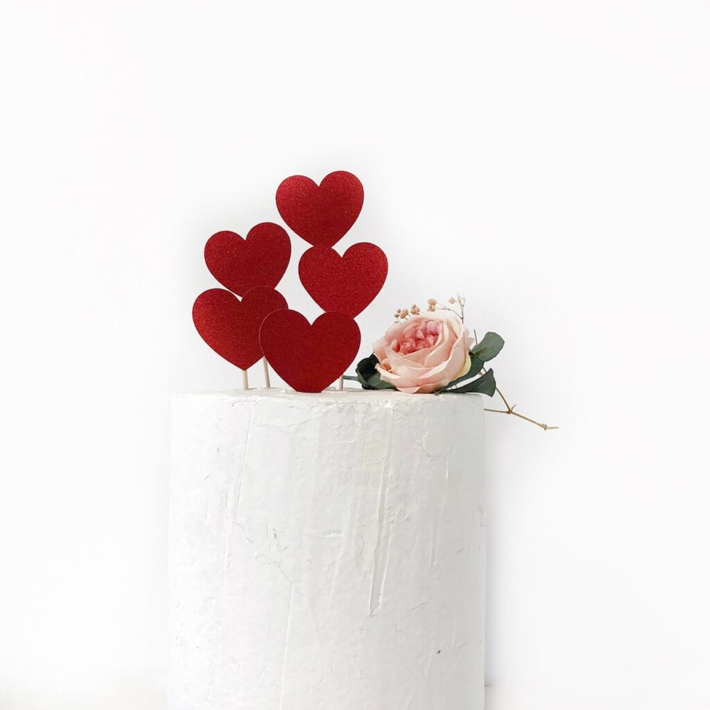 Topper corazones rojos