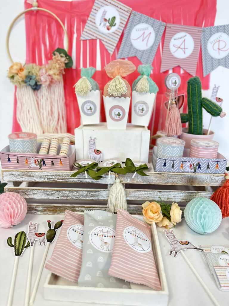Caja de fiesta llamas-y-cactus - Kit de fiesta - Nube de Caramelo