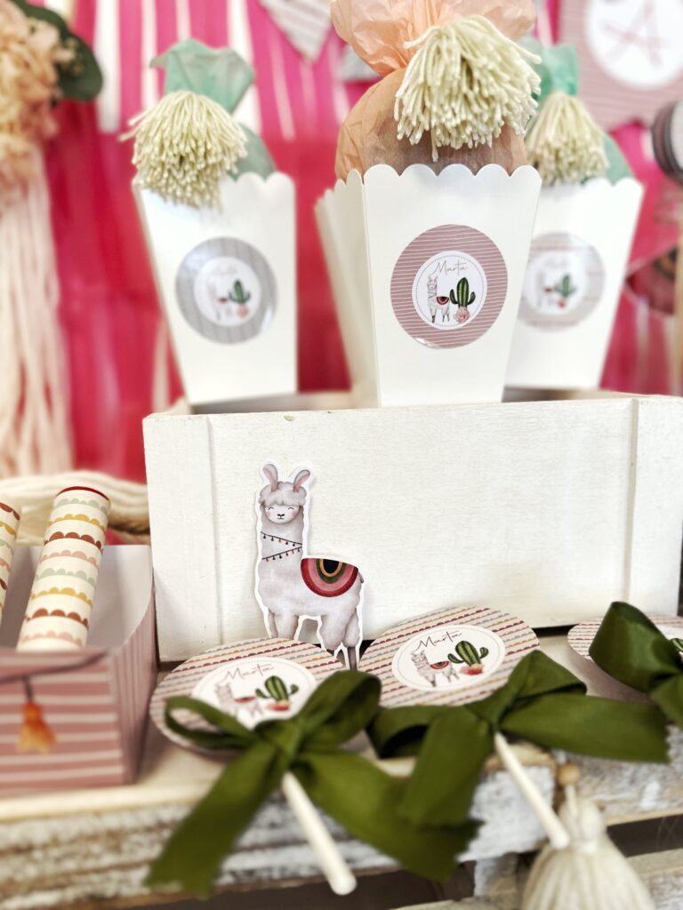 Caja de fiesta de cumpleaños Llamas y Cactus